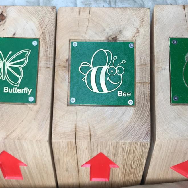 Bespoke Nature Trail Rubbing Posts from Nature Sign Design