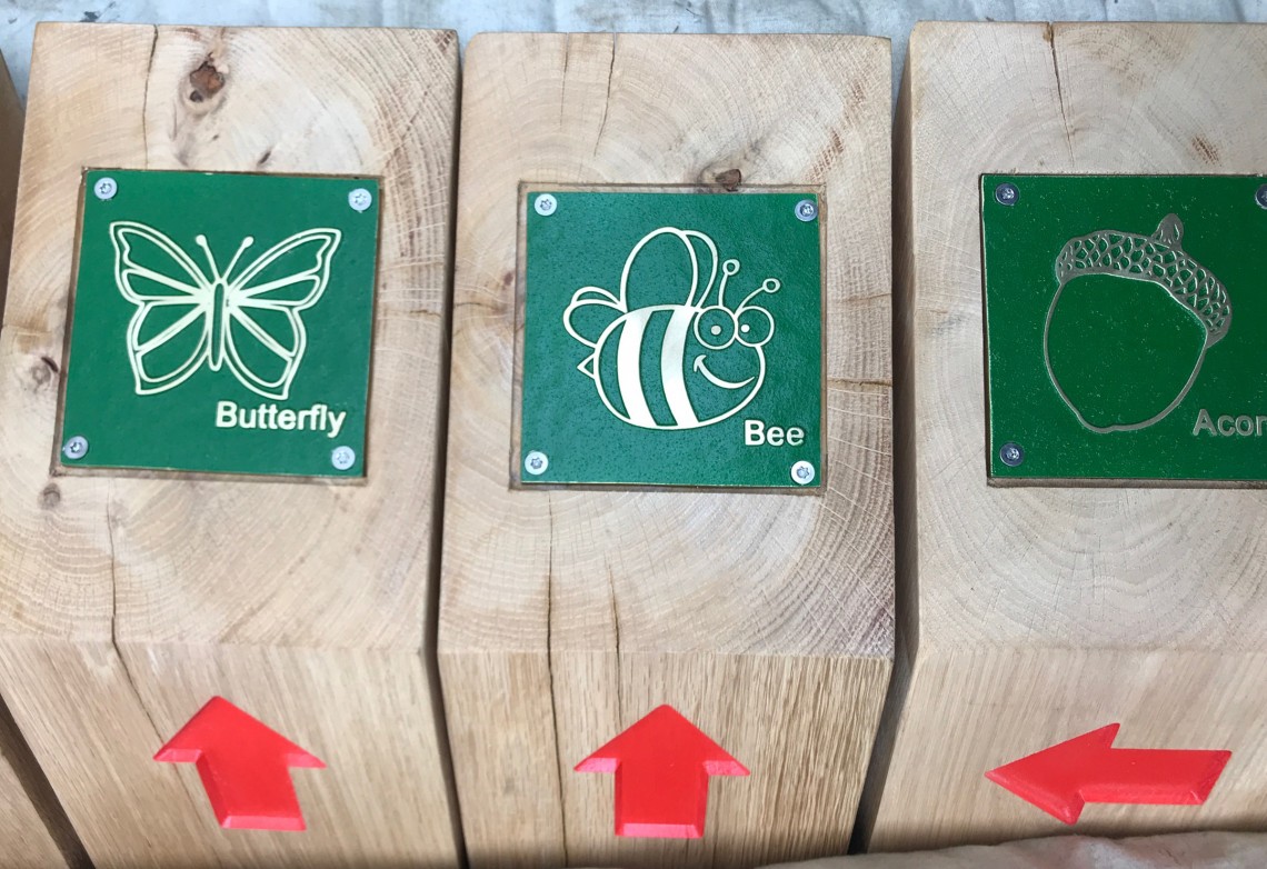 Bespoke Nature Trail Rubbing Posts from Nature Sign Design