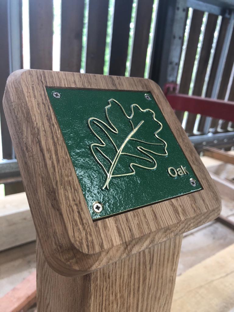 Oak & Brass Rubbing Posts Hand Made By Nature Sign Design
