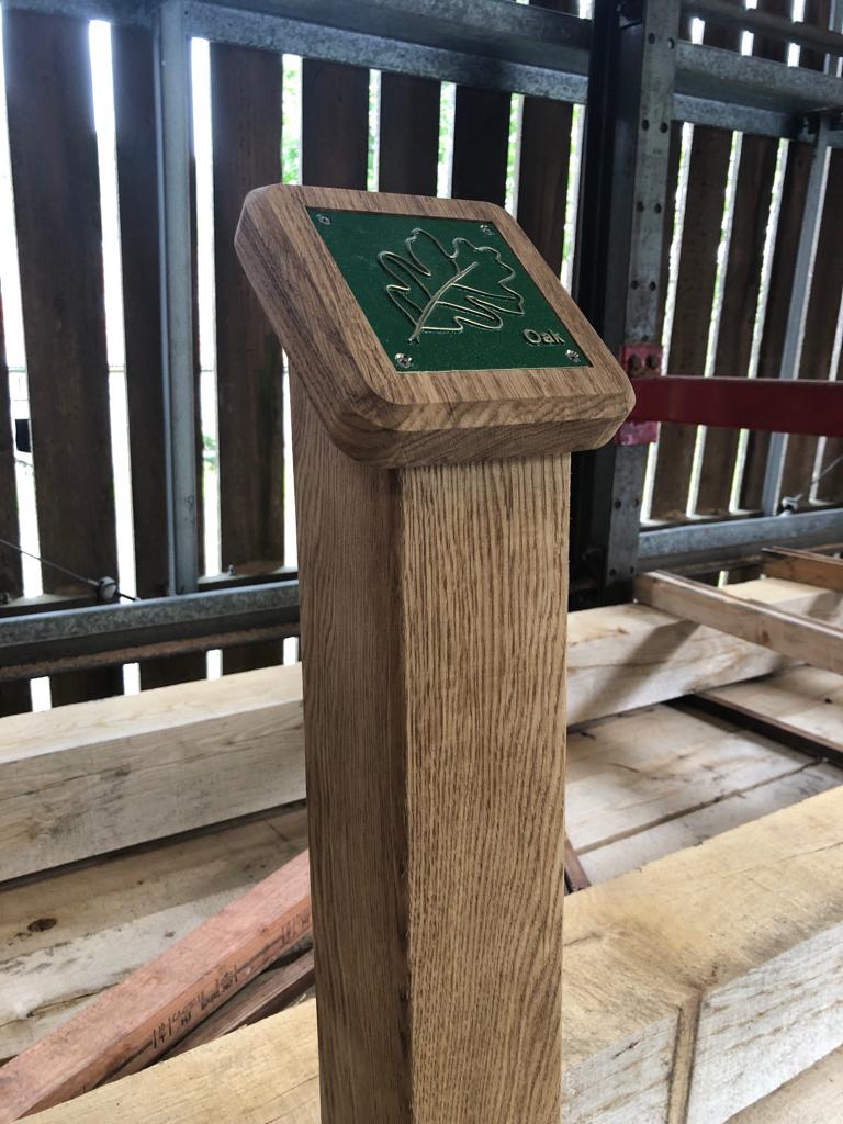 Oak & Brass Rubbing Posts Hand Made By Nature Sign Design