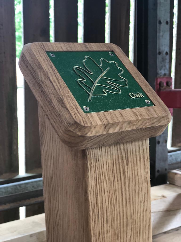 Oak & Brass Rubbing Posts Hand Made By Nature Sign Design