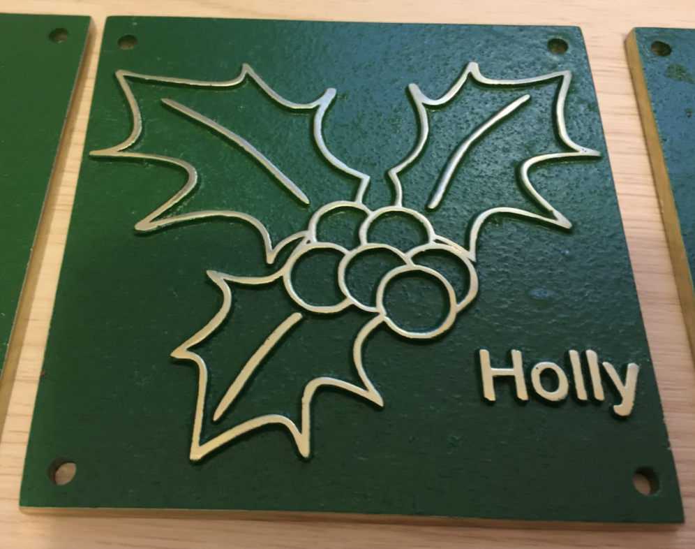 Oak & Brass Rubbing Posts Hand Made By Nature Sign Design